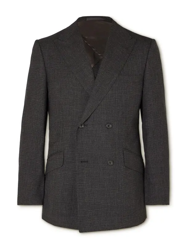 Kingsman Double-Breasted Checked Wool Suit Jacket It 50 In Gray - 50% ...