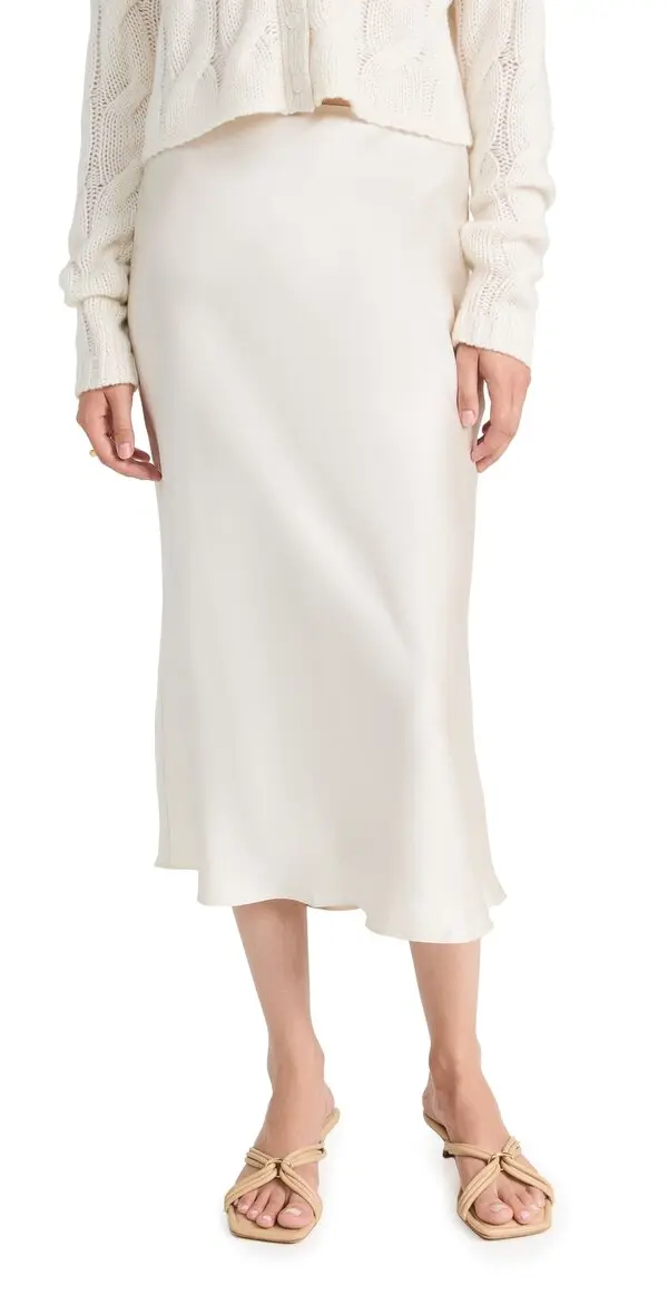 Sablyn Midi Silk Slip Skirt - Gardenia
