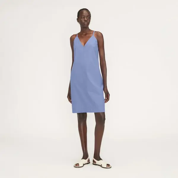 Everlane Poplin Slip Dress Cornflower Blue Editorialist