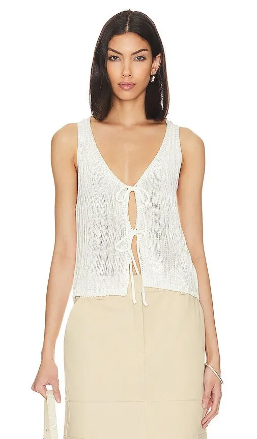 MORE TO COME Anaya Tie Front Top