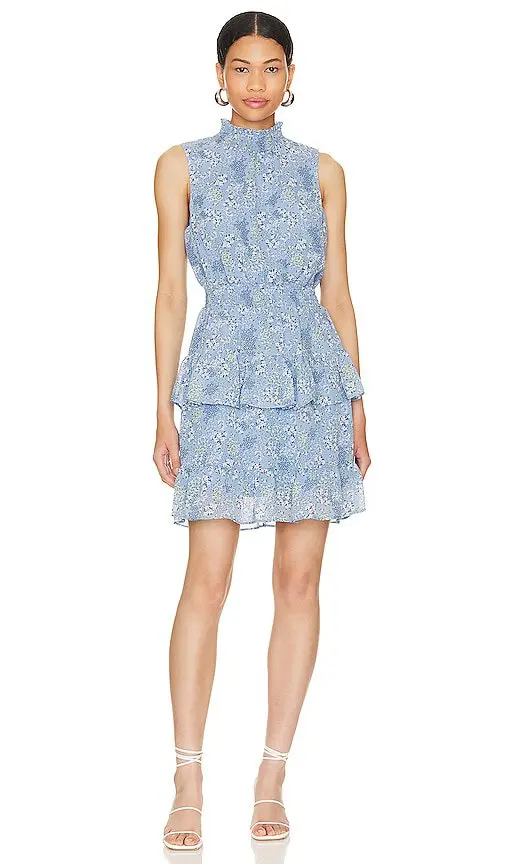 Bcbgeneration Smocked Neck Ruffle Mini Dress In Blue In Sweet Pea Ditsy -  65% Off | Editorialist