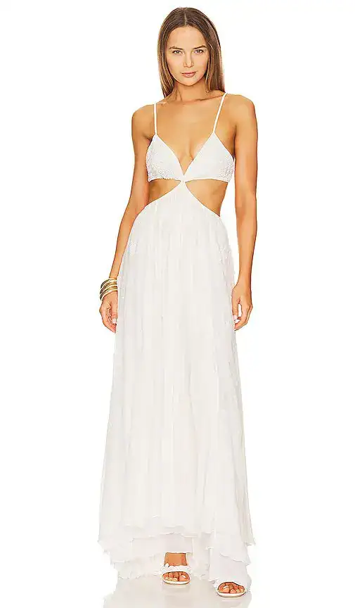 princess polly baby blue dress Rococo Sand Celia Beaded Long Dress In White In Pearl White - 69% Off