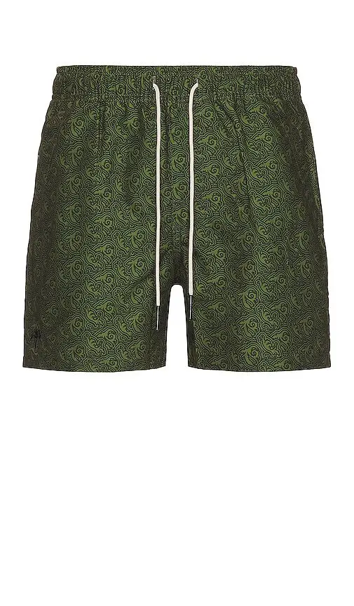 Oas Squiggle Print Swim Shorts - Green Squiggle