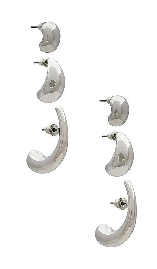 8 Other Reasons Teardrop Hoop Set - Silver