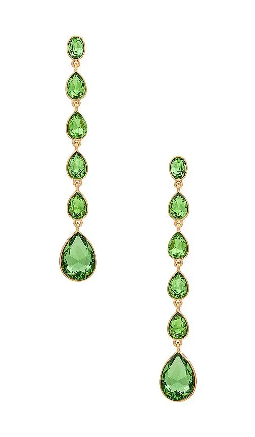 Ettika Pear Drop Earrings - Peridot