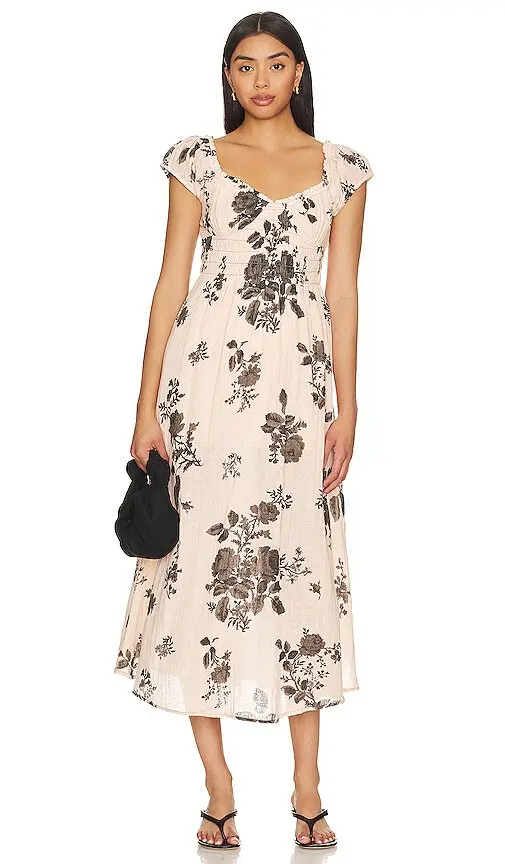 Free People Forget Me Not Midi Dress In Peach Combo - 57% Off | Editorialist