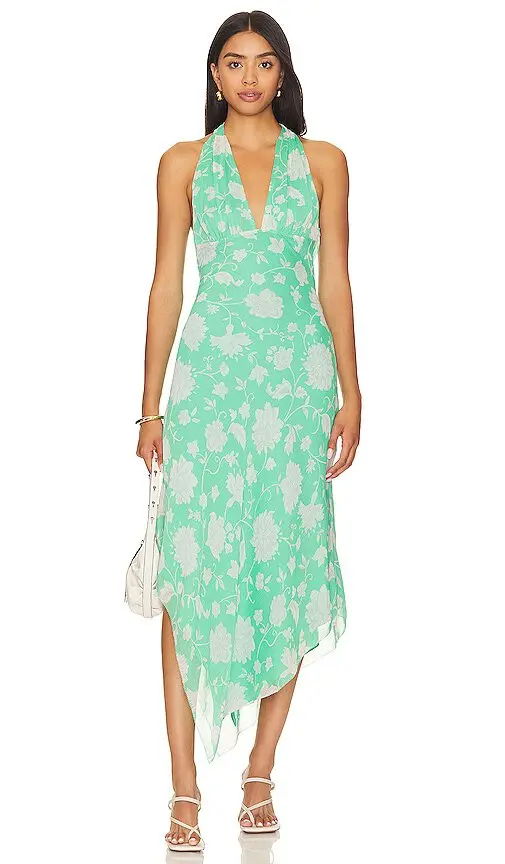 House Of Harlow 1960 X Ingrid Midi Dress In Green & Ivory Floral - 75% Off  | Editorialist