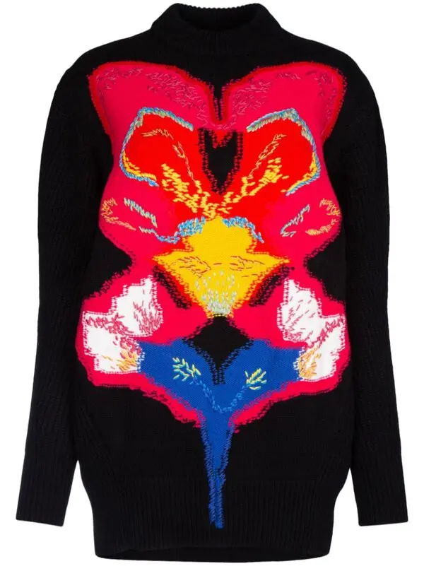 Alexander McQueen Orchid-intarsia Wool Jumper