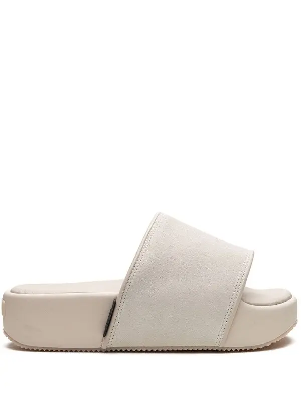 Y3 Leather Flatform Slides - Neutrals