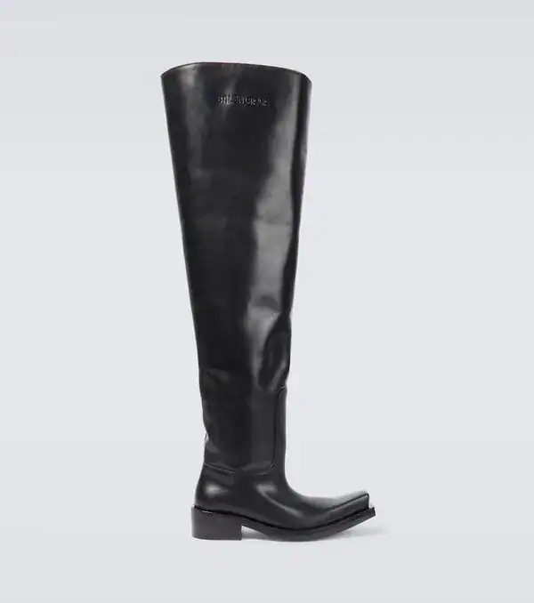 Balenciaga Santiago Over-The-Knee Leather Boots In Black - 30% Off