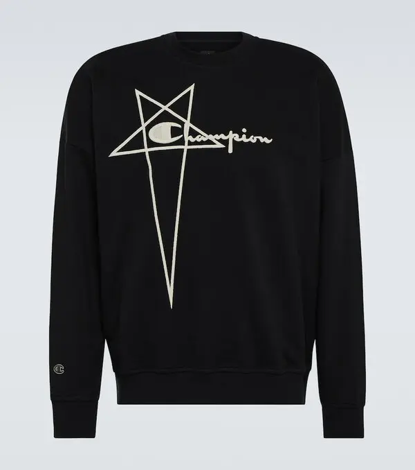 Buy Rick Owens Embroidered Cotton Sweatshirt Black At 40% Off - Main Image