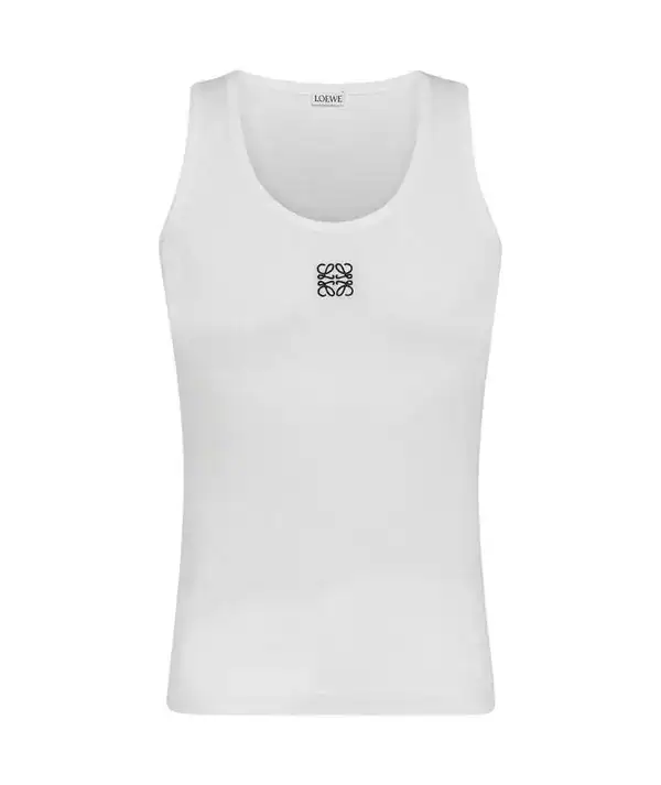 【正規品】LOEWE リブ編み タンクトップ M ホワイト Loewe Logo-Embroidered Ribbed Tank Top - White | Editorialist
