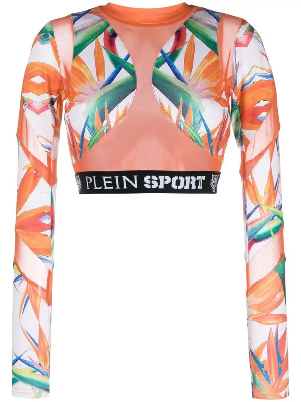 PLEIN SPORT Floral-print Crop Top - Orange