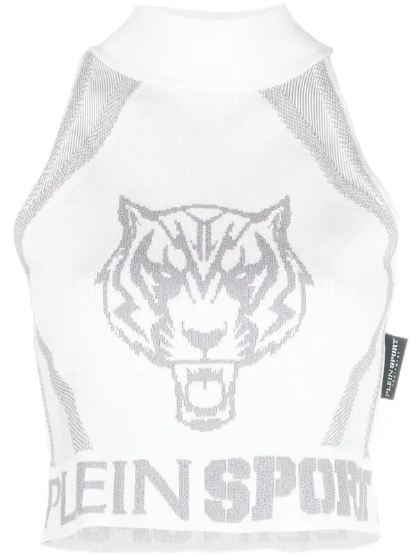 PLEIN SPORT Jacquard Cropped Top - White