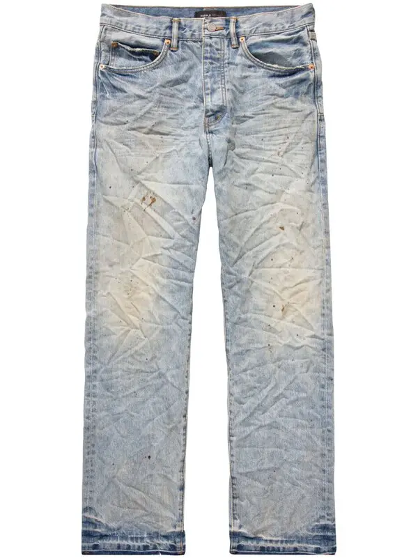 PURPLE BRAND Crinkled Straight-leg Jeans - Blue