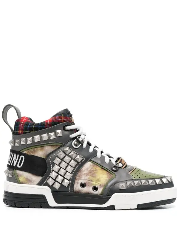 Moschino Stud-embellished Patchwork Sneakers