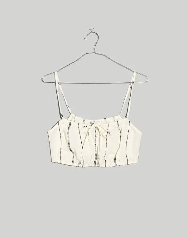 Madewell Mw Tie-front Striped Crop Top