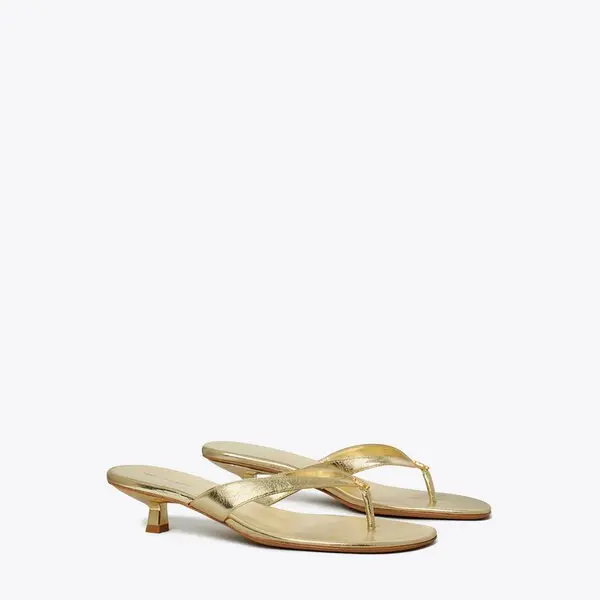 Tory Burch Capri Low Heel Sandal - Gold