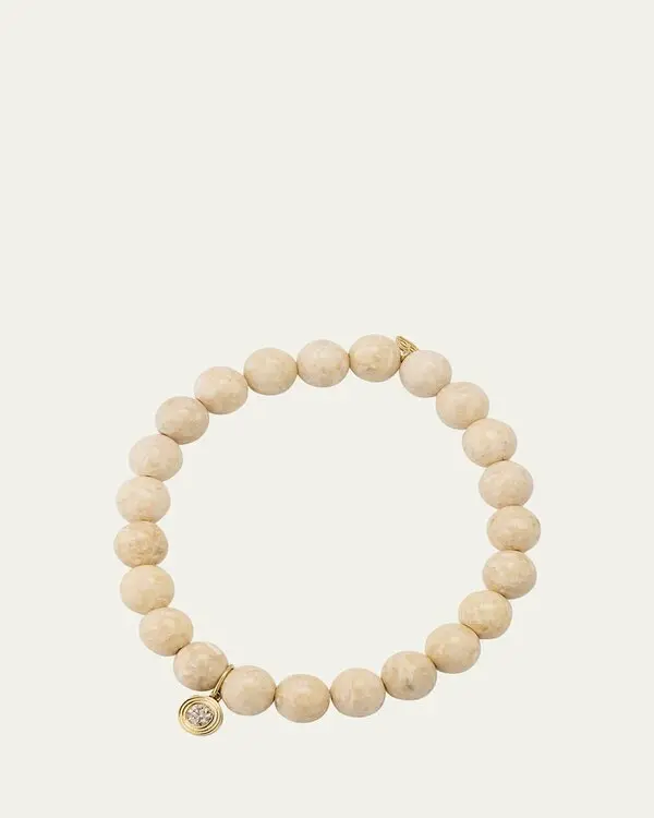 SYDNEY EVAN 14k Yellow Cream Jasper, And Brown Diamond Charm Bracelet - Gold