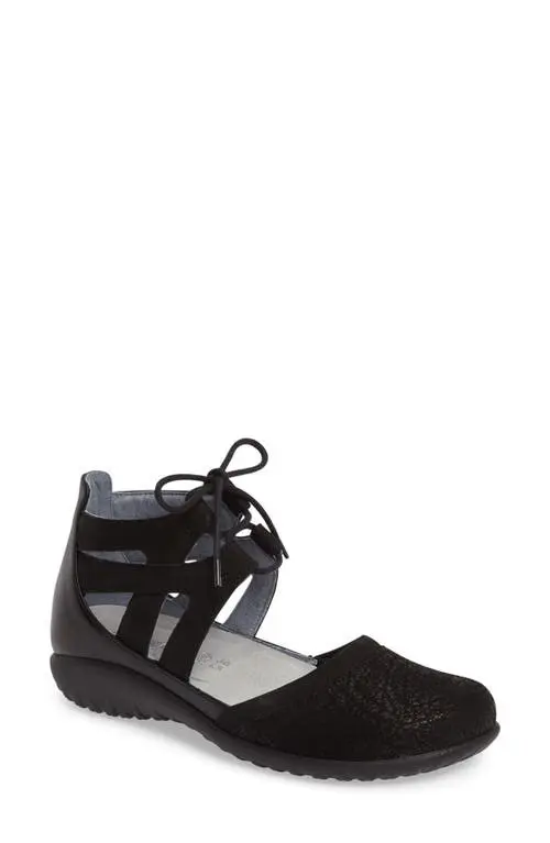 Naot Kata Lace-up Sandal - Black Leather