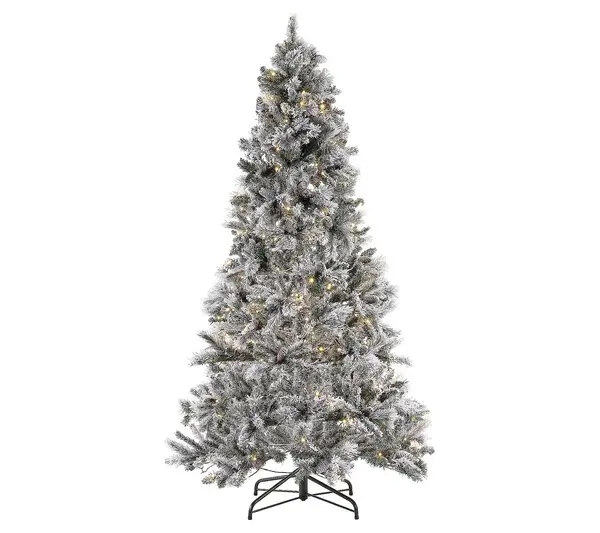 SAFAVIEH 7.5 Ft Frosted Pre-lit Faux Pine Chris Mas Tree