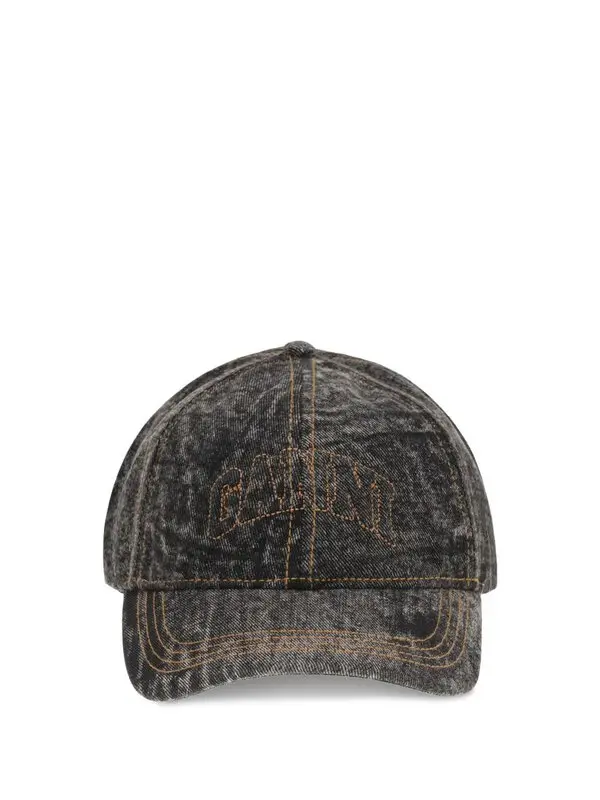 GANNI Denim Baseball Cap - Grey