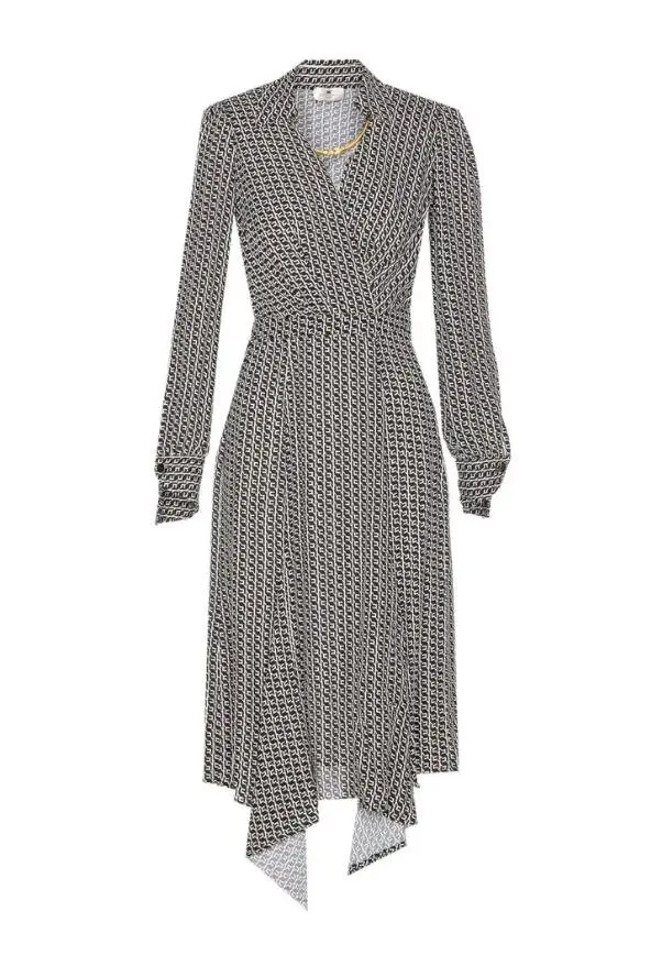 Elisabetta Franchi Slim-fit Georgette Chemisier Dress - Nero/latte