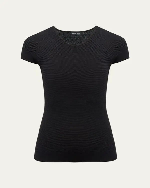 Giorgio Armani Scoop-neck Knit Tee - Black
