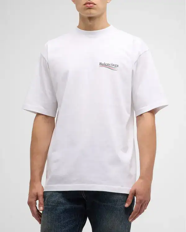 Balenciaga Political Campaign T Shirt Large Fit - 9040 White/Black 