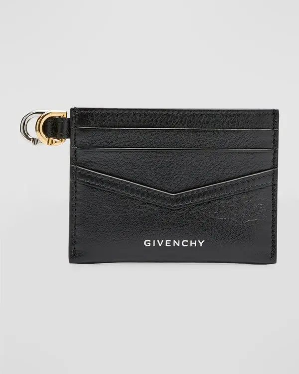 Givenchy Voyou Cardholder In Tumbled Leather - Black