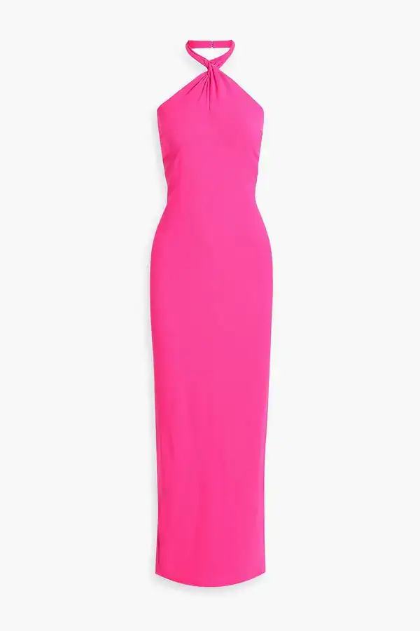 One33 Social Twisted Stretch-Crepe Halterneck Maxi Dress In Bright Pink -  85% Off | Editorialist