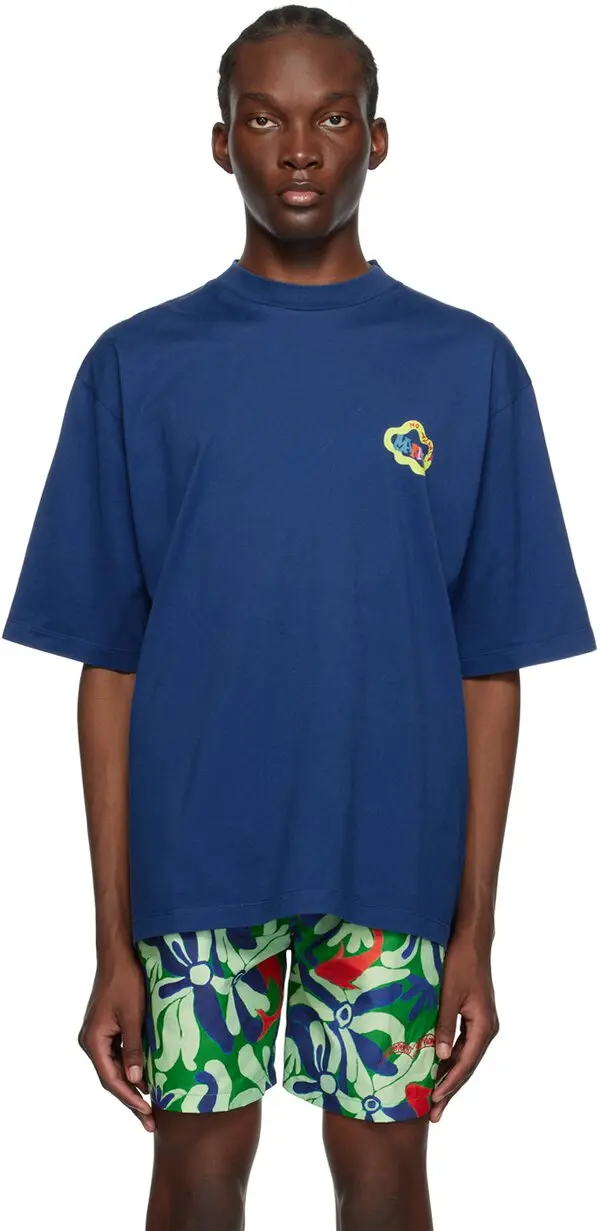 Marni Blue No Vacancy Inn Edition Snake T-Shirt In Bsb56 Royal 