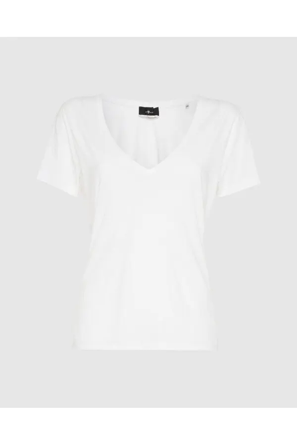 7 For All Mankind Pima Cotton V-neck T-shirt - White