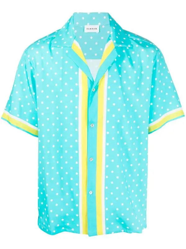 P.a.r.o.s.h Polka-dot Print Short-sleeved Silk Shirt - Blue