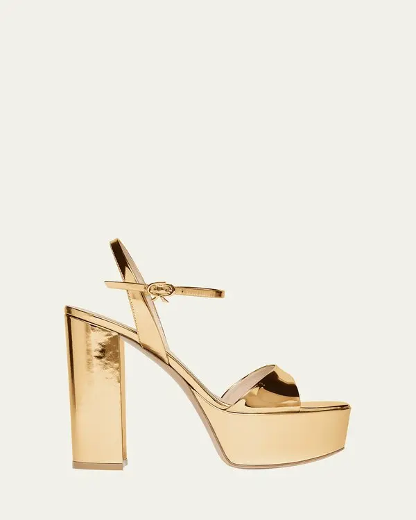 GIANVITO ROSSI Metallic Platform Sandals - Mekong