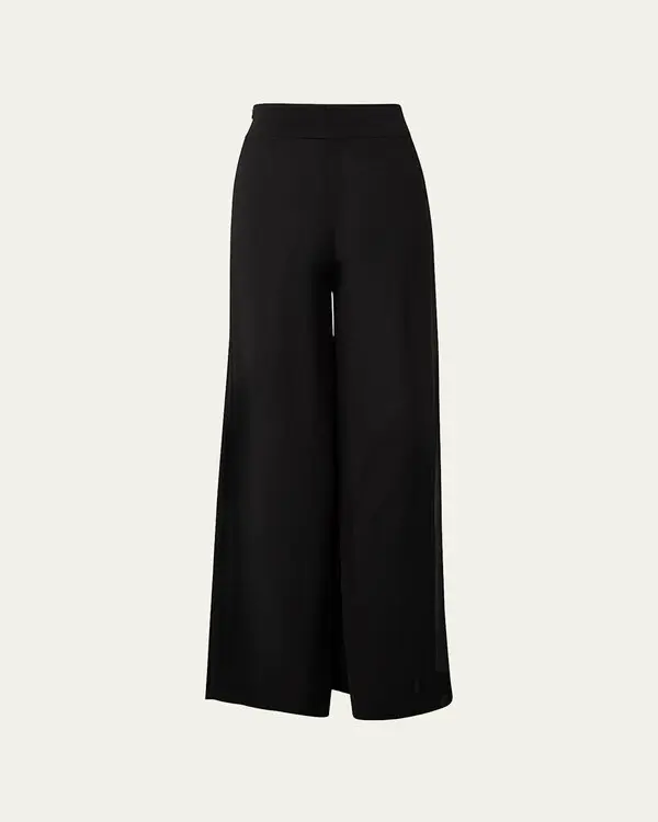Akris Felia Double Layer Wide-leg Silk Pants