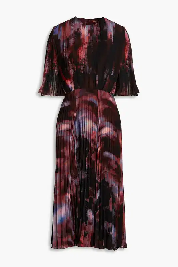 Altuzarra Pleated Tie-Dyed Georgette Midi Dress In Merlot - 85% Off |  Editorialist
