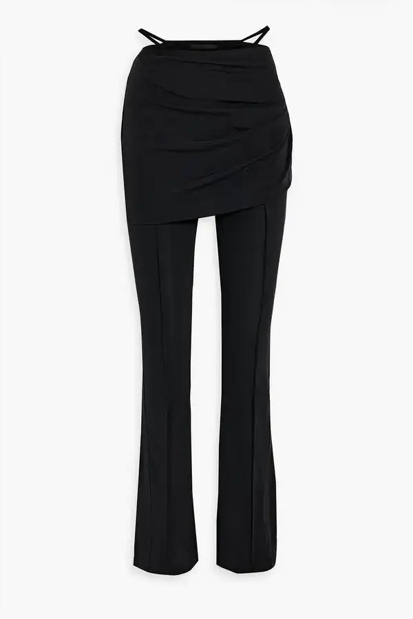 Helmut Lang Layered Stretchcrepe Bootcut Pants In Black - 80% Off 