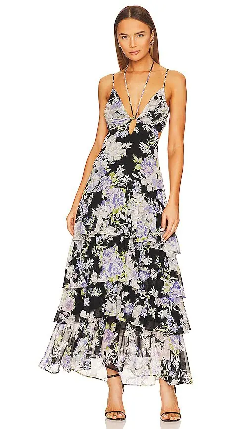 Astr The Label Aneira Dress In Purple & Black Floral - 30% Off |  Editorialist