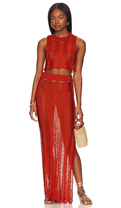 Superdown Tayla Maxi Skirt Set - Burnt Orange