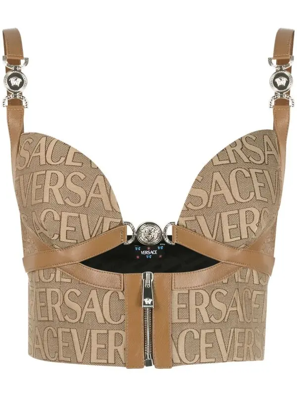 Versace Allover Bustier Top - Brown