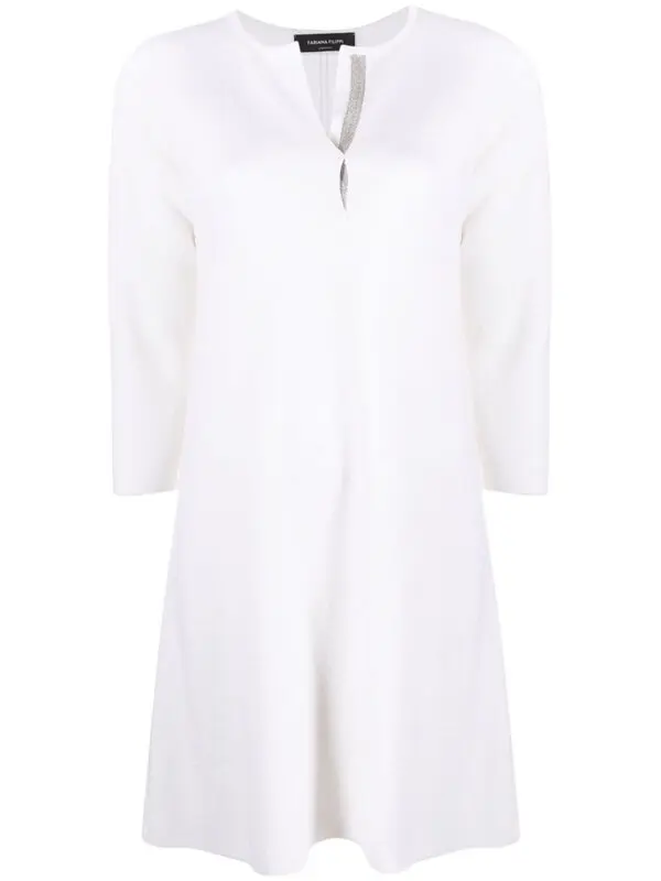 Fabiana Filippi Split-neck Wool Minidress - White