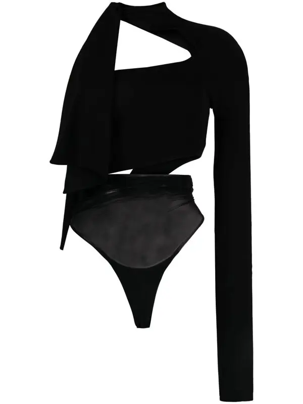 MUGLER Cut-out One-shoulder Bodysuit