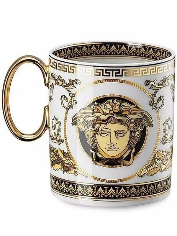Versace Virtus Alphabet J Porcelain Mug - White | Editorialist