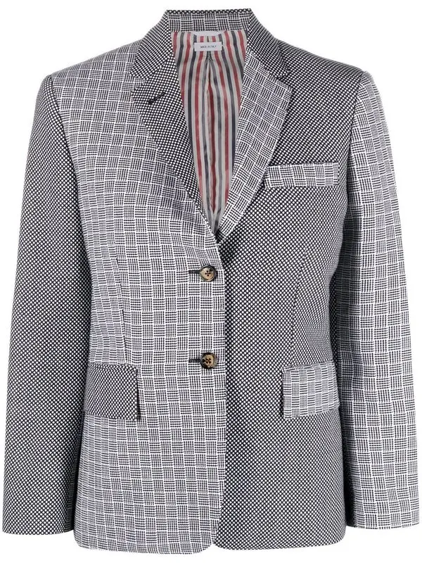 Thom Browne Mix-print Single-breasted Blazer - Black