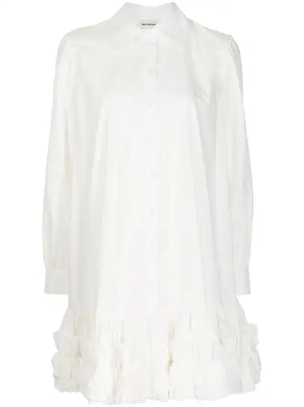Molly Goddard Long-Sleeve Shirt Dress In White - 72% Off