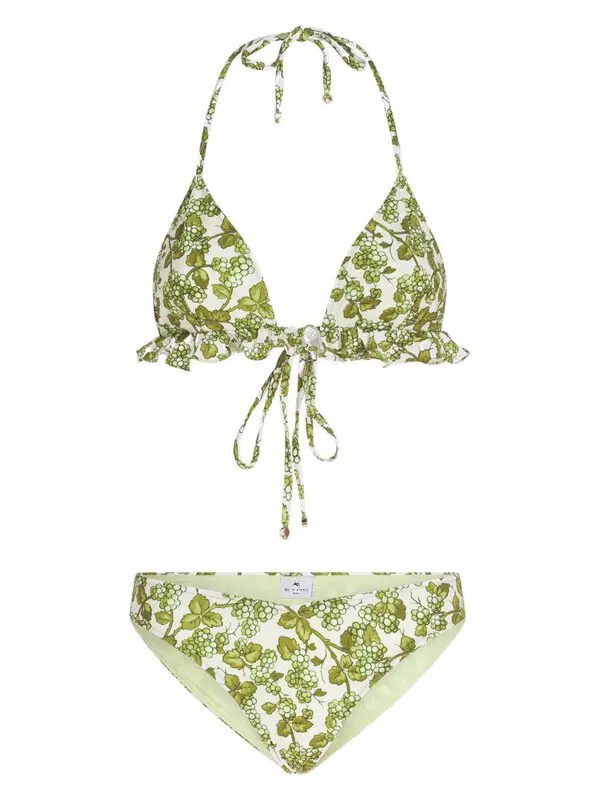 Etro Berry Print Triangle Bikini - Green