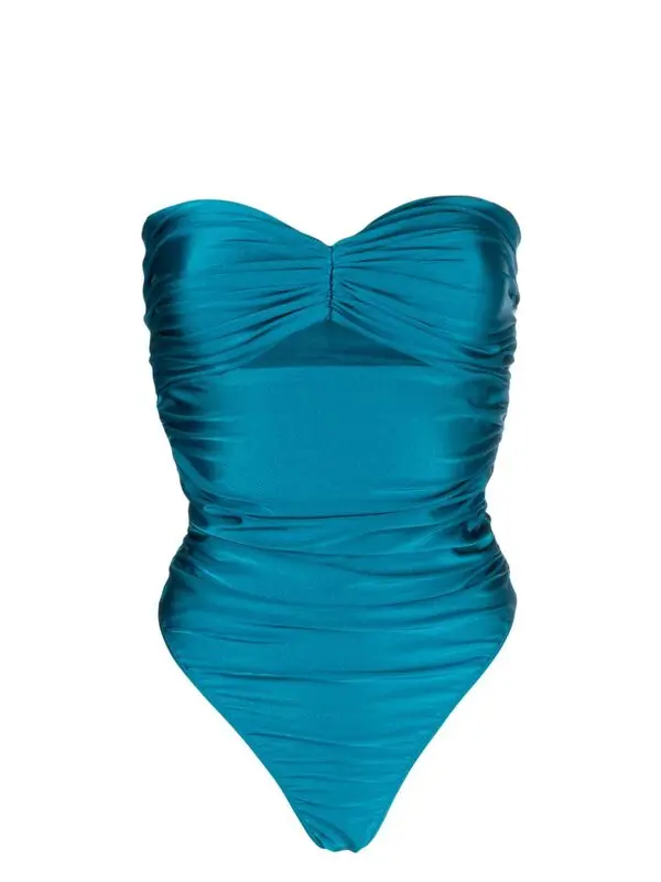 Amen Strapless Ruched Swimsuit - Blue