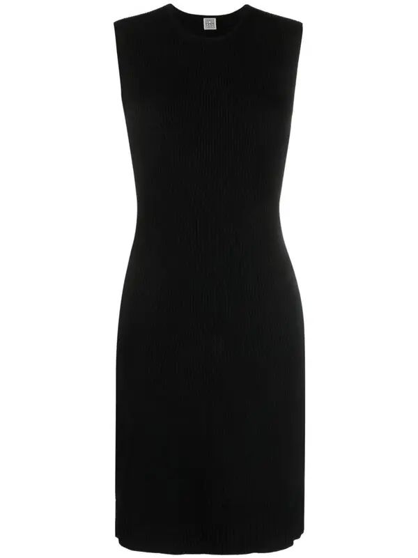 Toteme Ribbed Knit Dress - Black | Editorialist