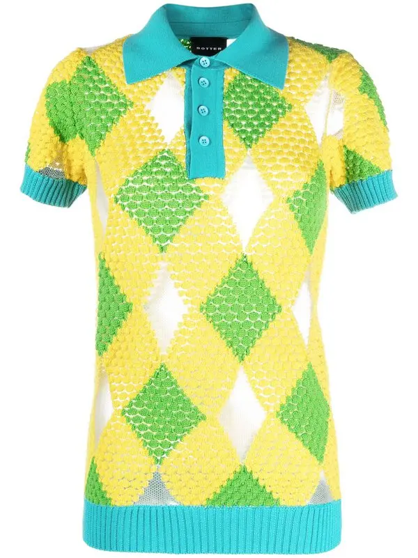 BOTTER Geometric Knitted Polo Shirt
